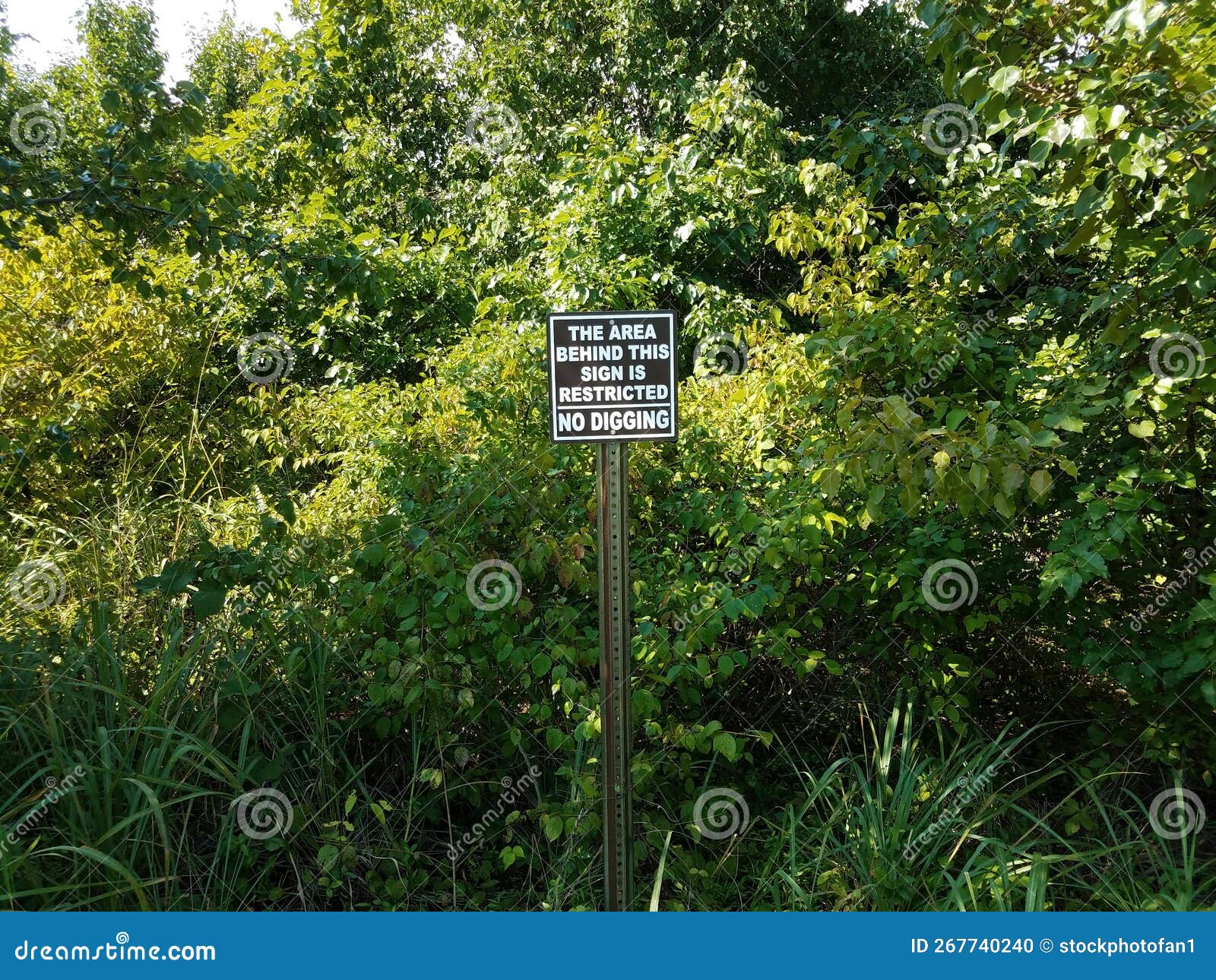 Area Behind this Sign is Restricted No Digging Stock Photo - Image of ...