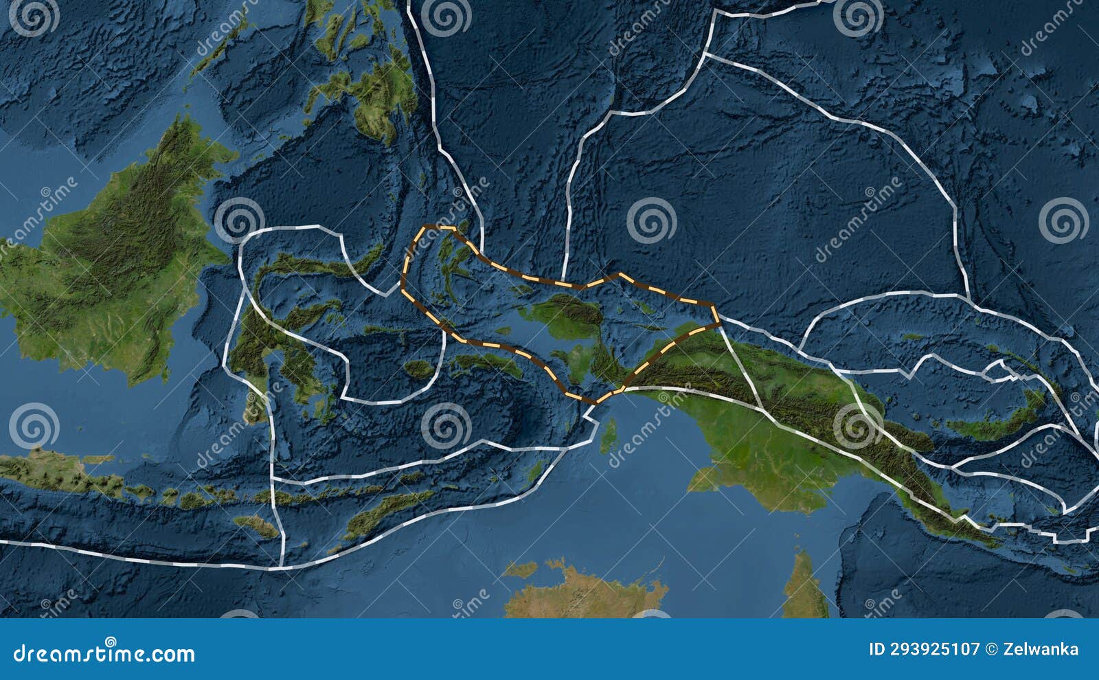 Birds Head Plate Dashed. Patterson Cylindrical. Satellite Stock ...