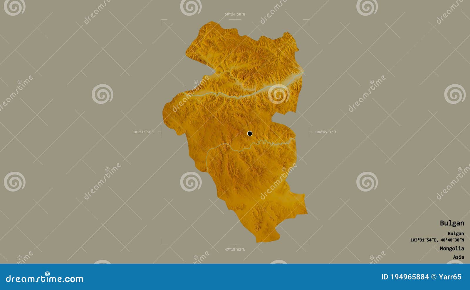 Bulgan - Mongolia. Bounding Box. Relief Stock Illustration ...