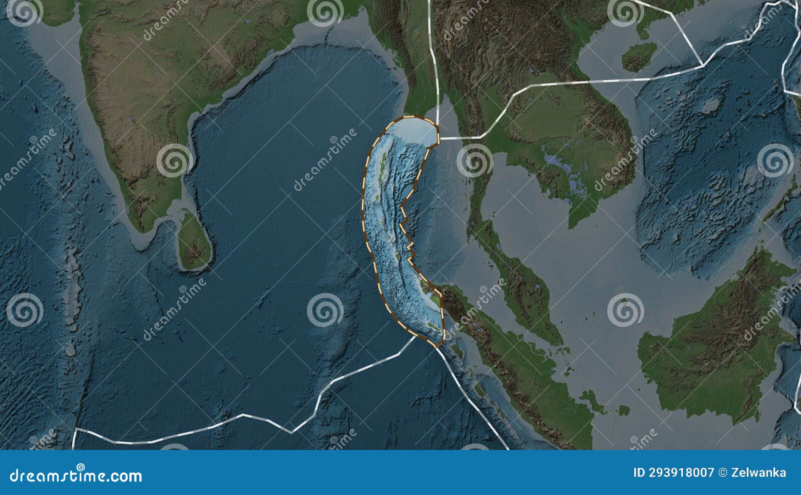 Burma Plate Highlighted. Patterson Cylindrical. Topografic Stock ...