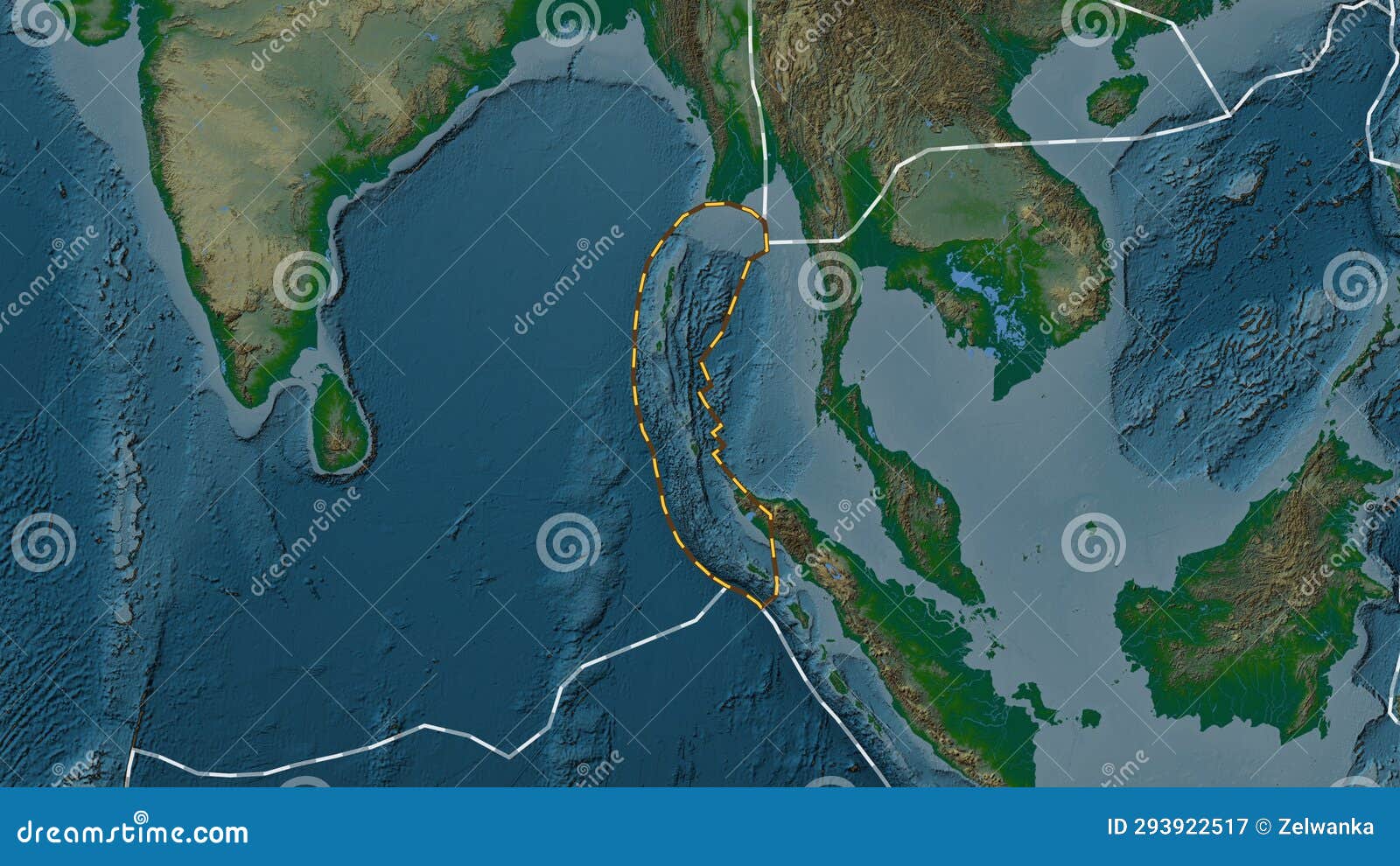 Burma Plate Dashed. Patterson Cylindrical. Physical Stock Illustration ...