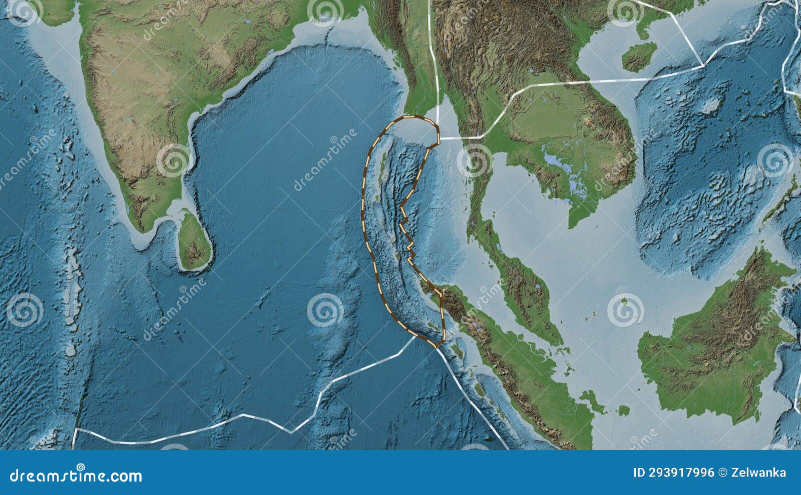 Burma Plate Dashed. Patterson Cylindrical. Topografic Stock ...