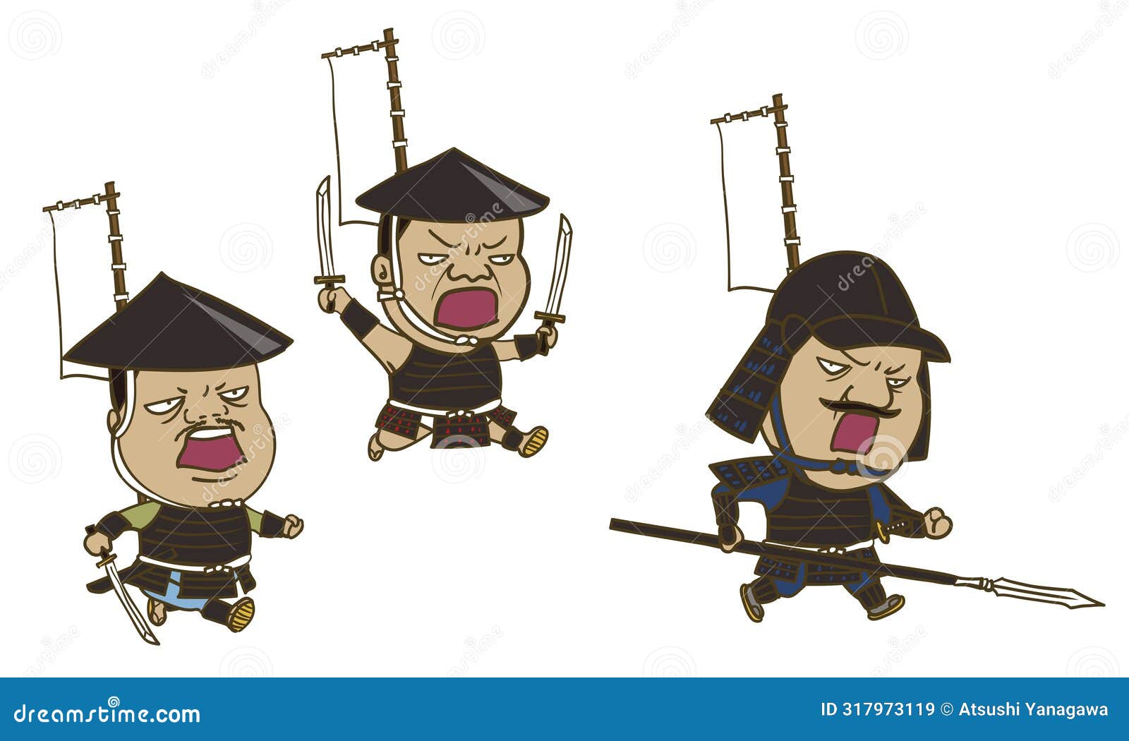 Illustration of Running Ashigaru Foot Soldiers from Japan S Sengoku ...