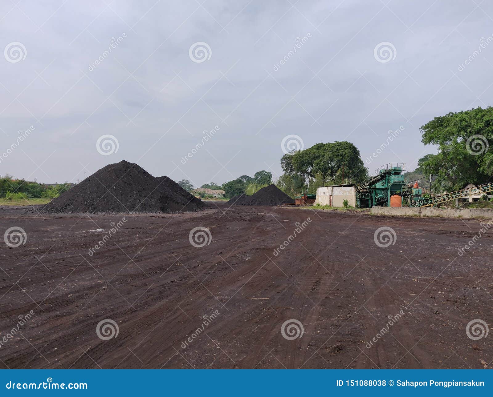 The Area of Cargo Stockpile in Nice Weather Day, Coal Stockpile Stock ...