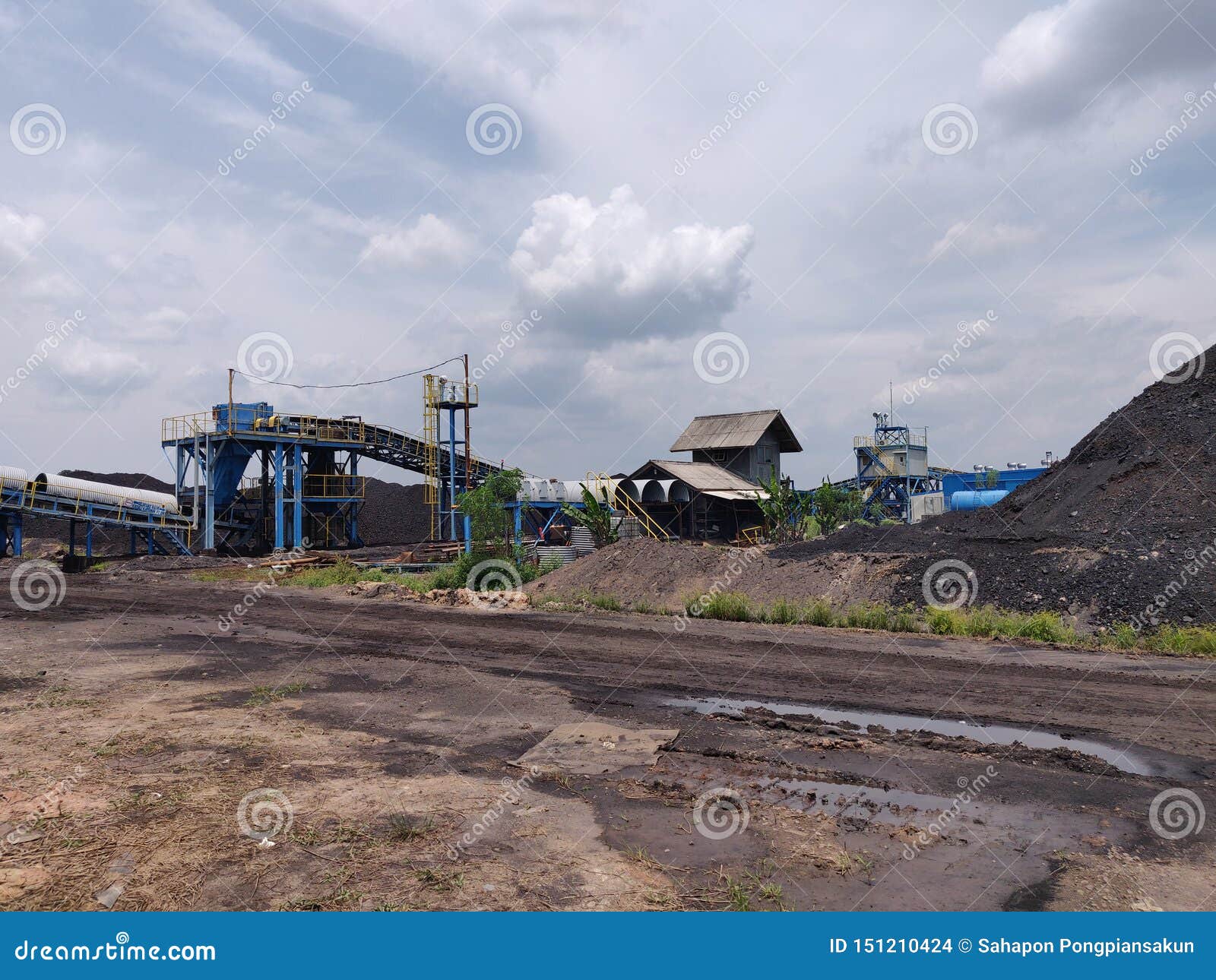 The Area of Cargo Stockpile in Nice Weather Day, Coal Stockpile ...