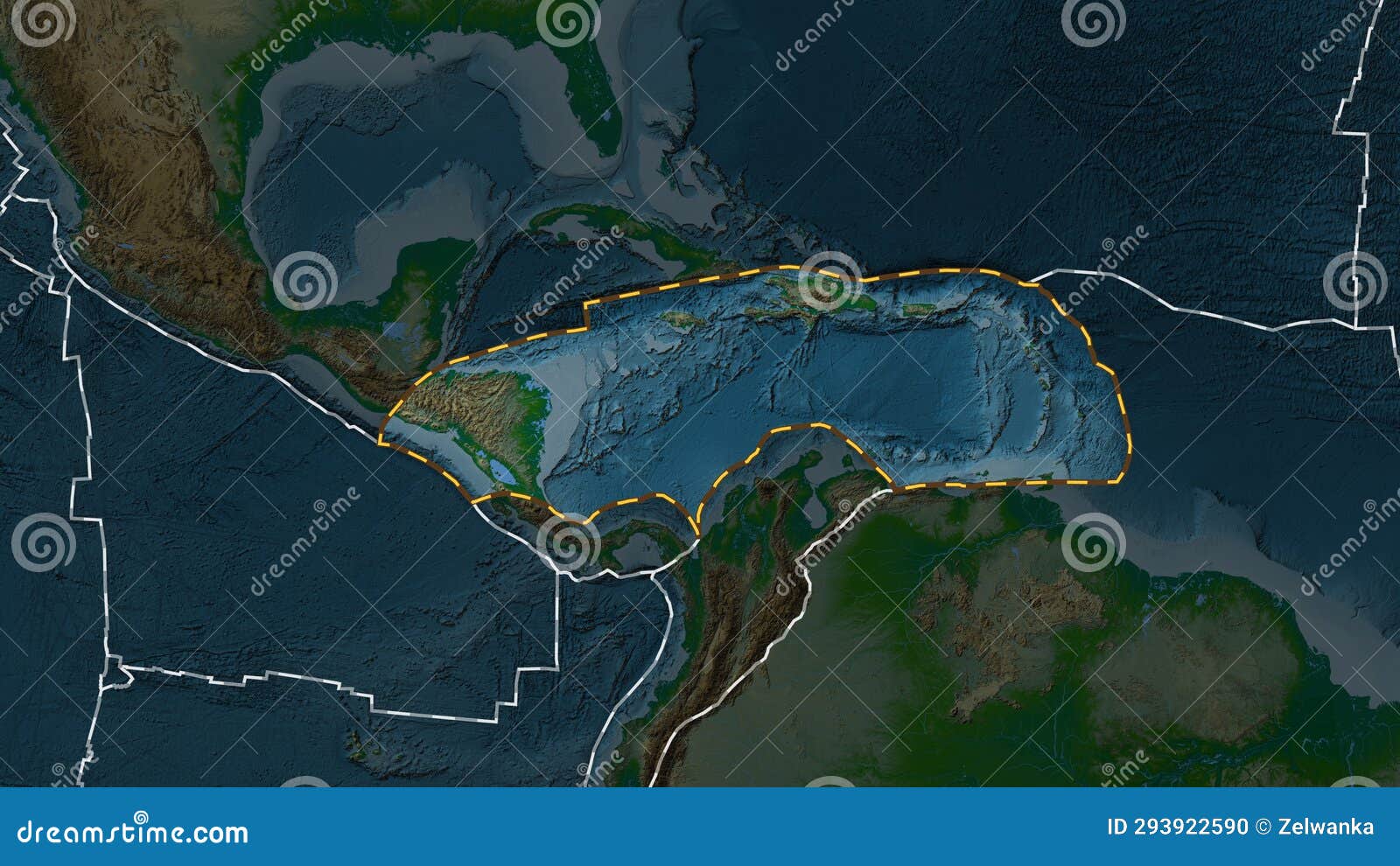 Caribbean Plate Highlighted. Patterson Cylindrical. Physical Stock ...