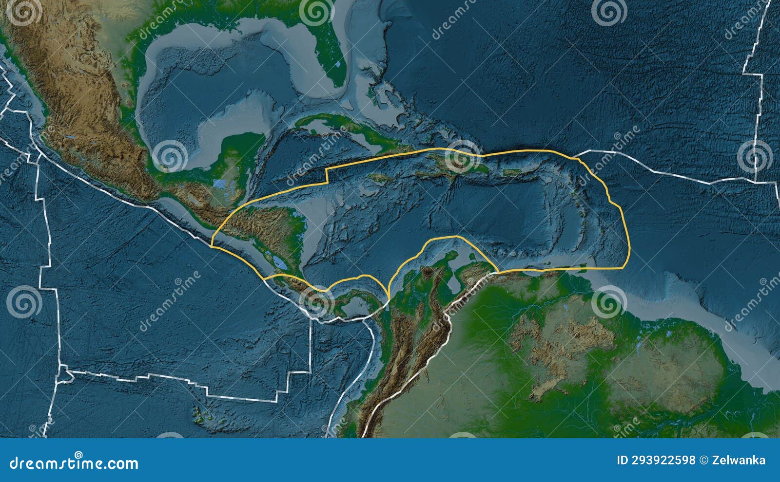 Caribbean Plate Outlined. Patterson Cylindrical. Physical Stock ...