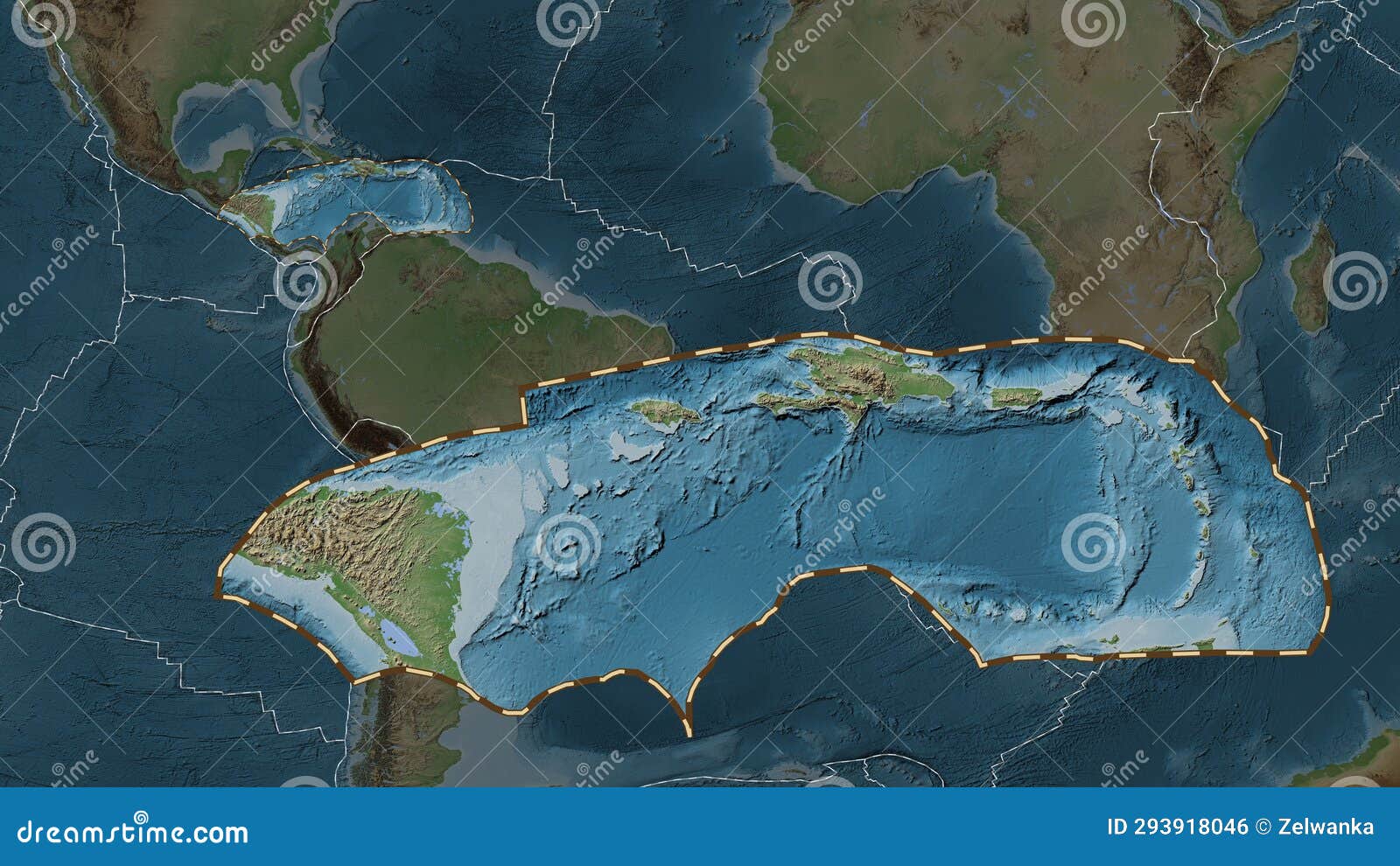 Caribbean Plate Extracted. Patterson Cylindrical. Topografic Stock ...