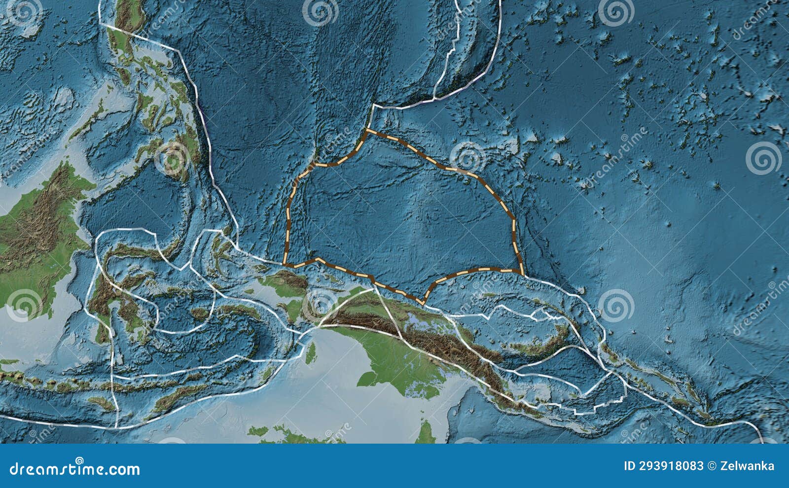 Caroline Plate Dashed. Patterson Cylindrical. Topografic Stock ...