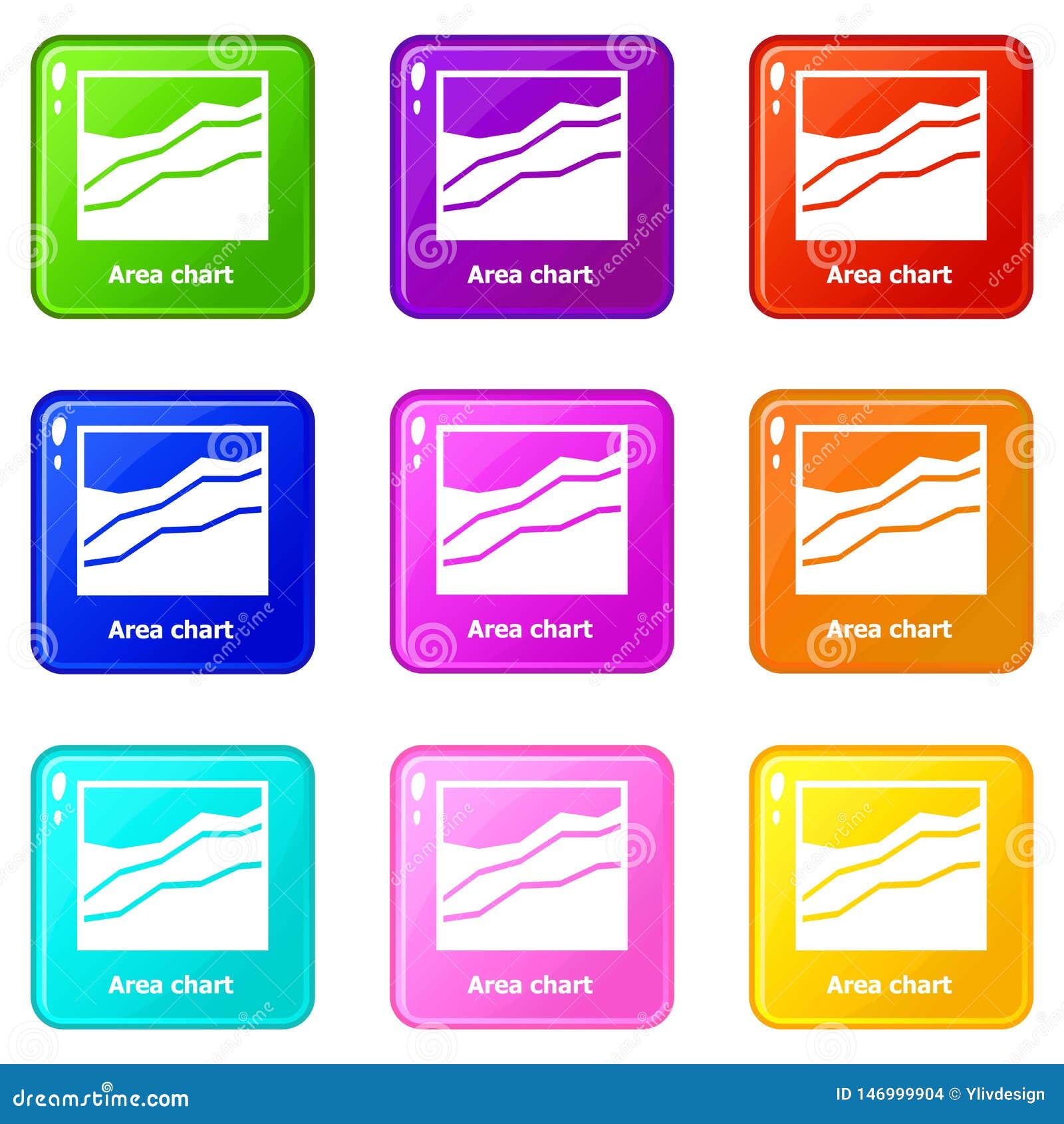 Area Chart Icons Set 9 Color Collection Stock Vector - Illustration of ...