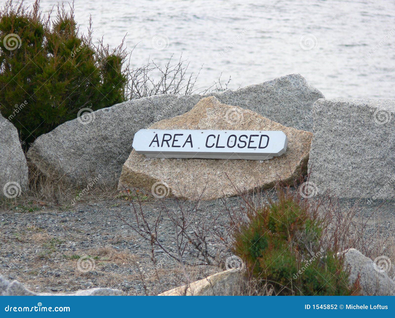 Area Closed Sign on an Ocean Walkway Stock Photo - Image of notes ...