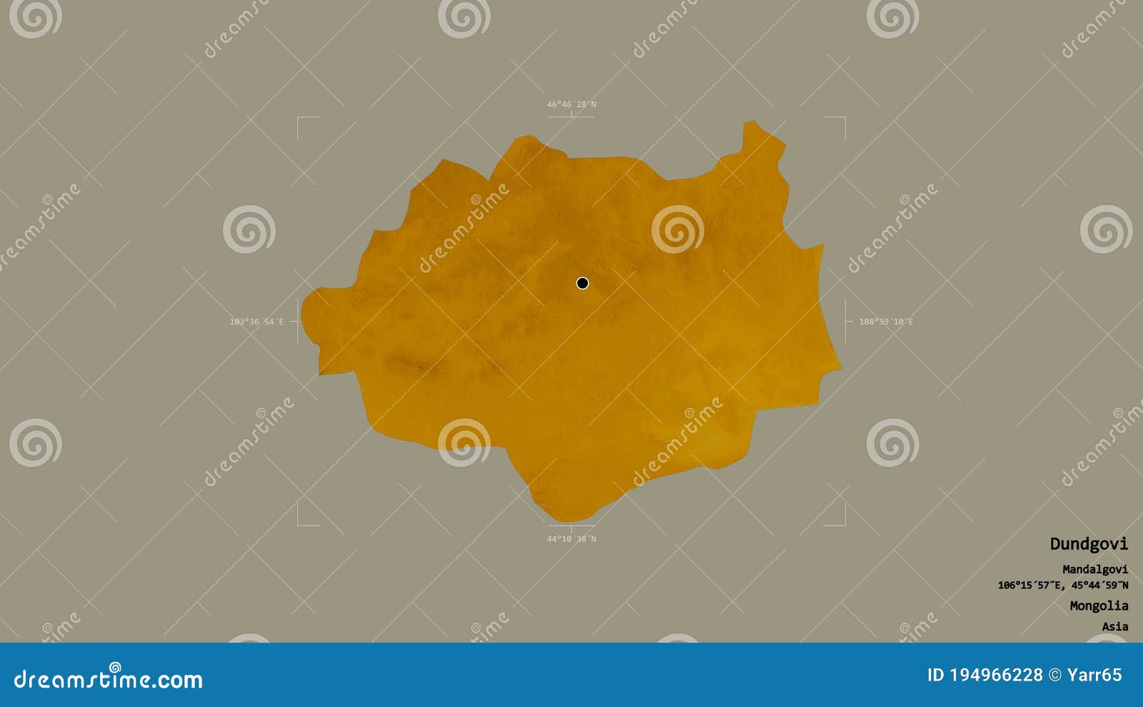 Dundgovi - Mongolia. Bounding Box. Relief Stock Illustration ...