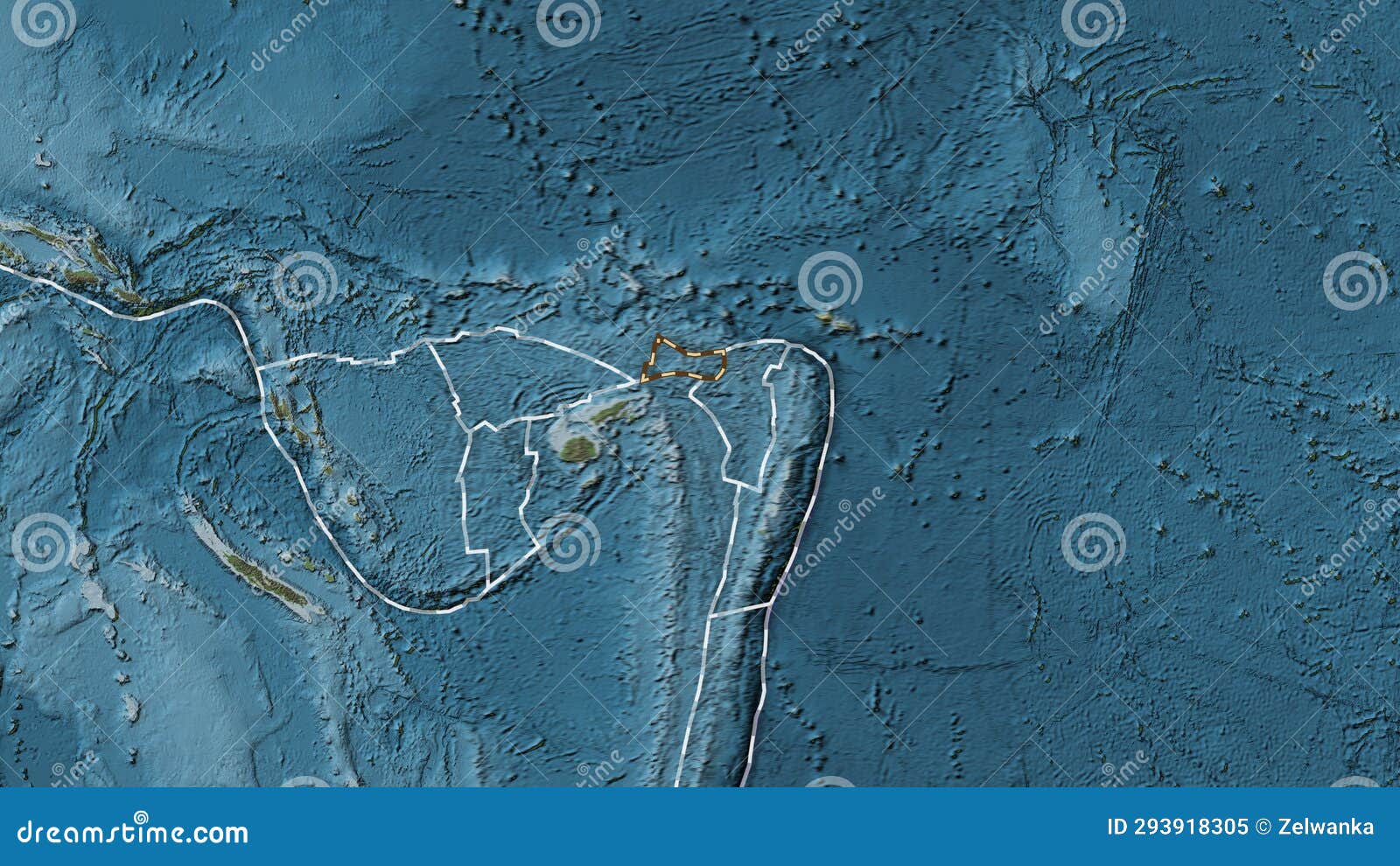 Futuna Plate Dashed. Patterson Cylindrical. Topografic Stock ...