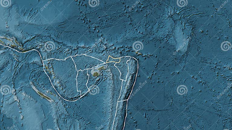 Futuna Plate Outlined. Patterson Cylindrical. Topografic Stock ...