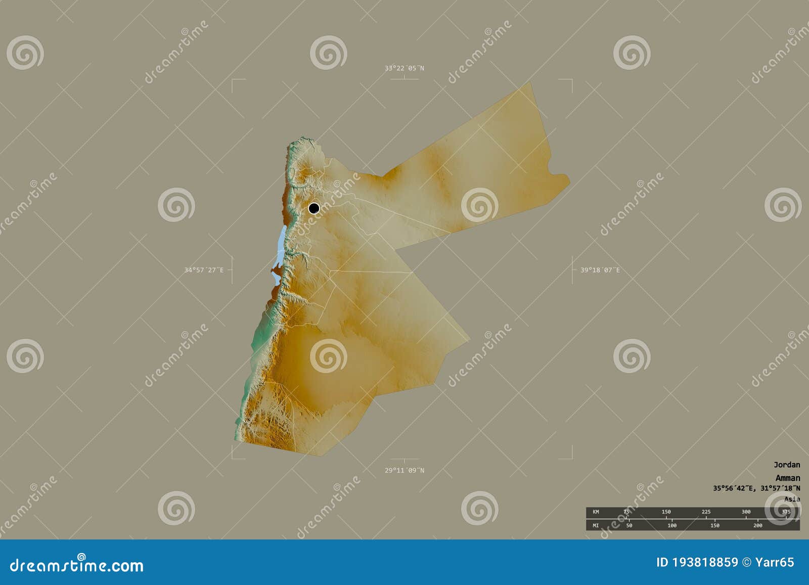 Regional Division of Jordan. Relief Stock Illustration - Illustration ...