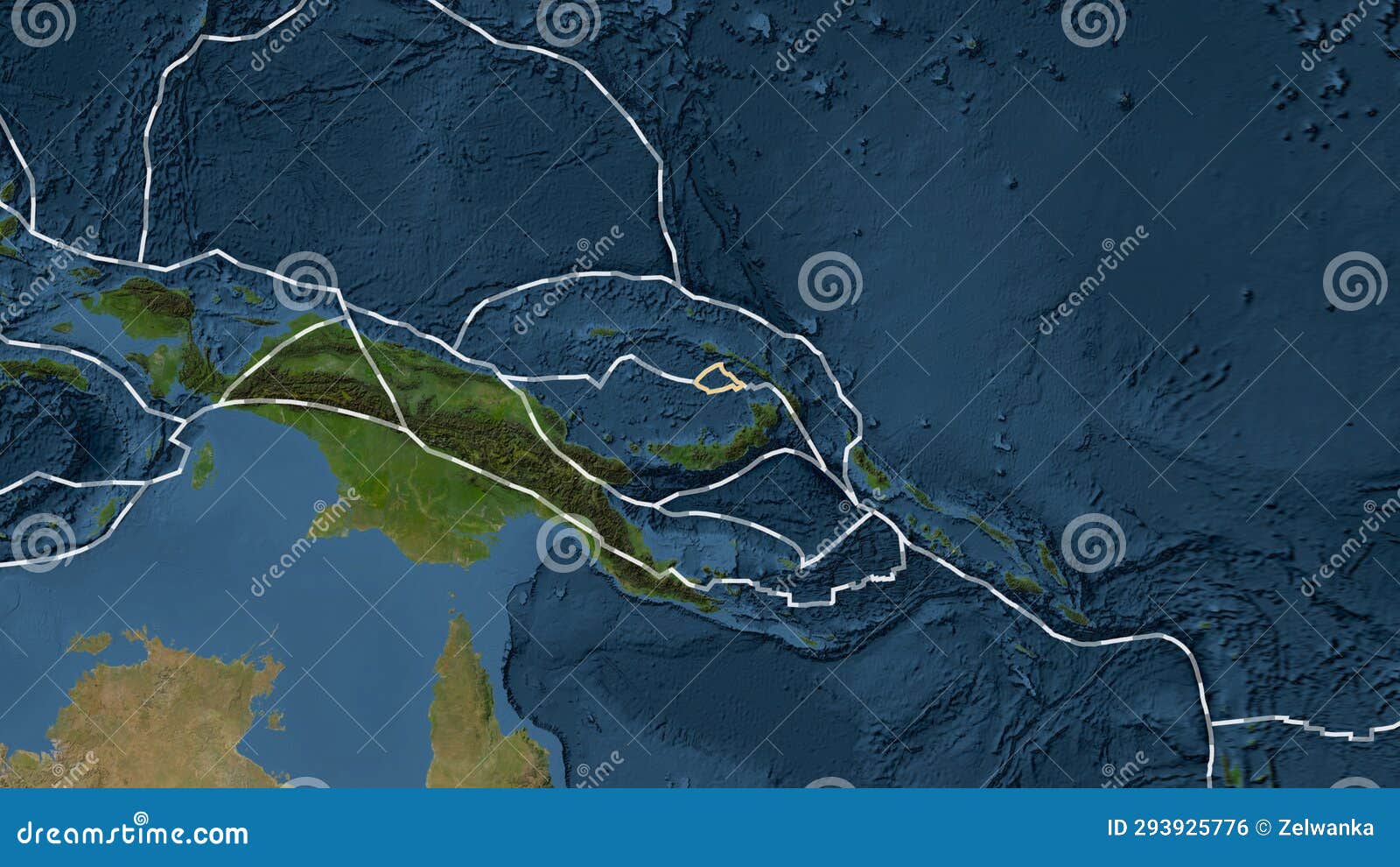 Manus Plate Outlined. Patterson Cylindrical. Satellite Stock ...