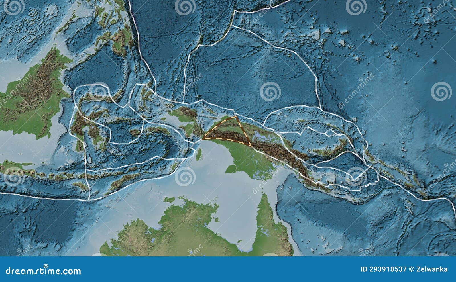 Maoke Plate Dashed. Patterson Cylindrical. Topografic Stock ...