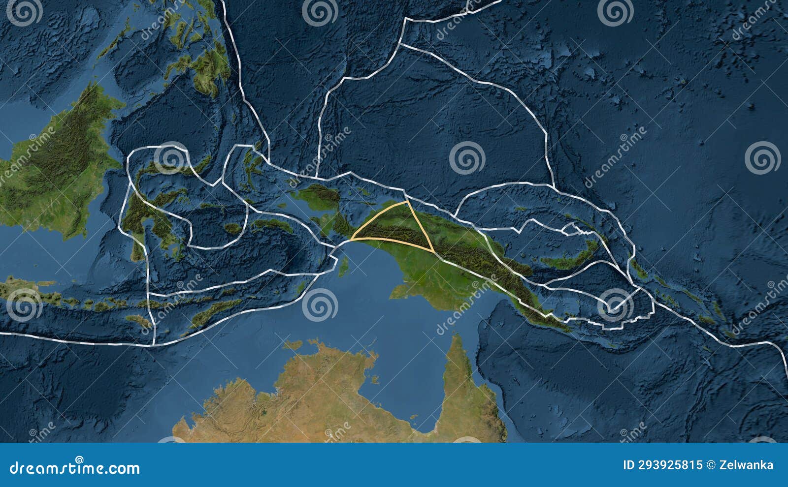 Maoke Plate Outlined. Patterson Cylindrical. Satellite Stock ...