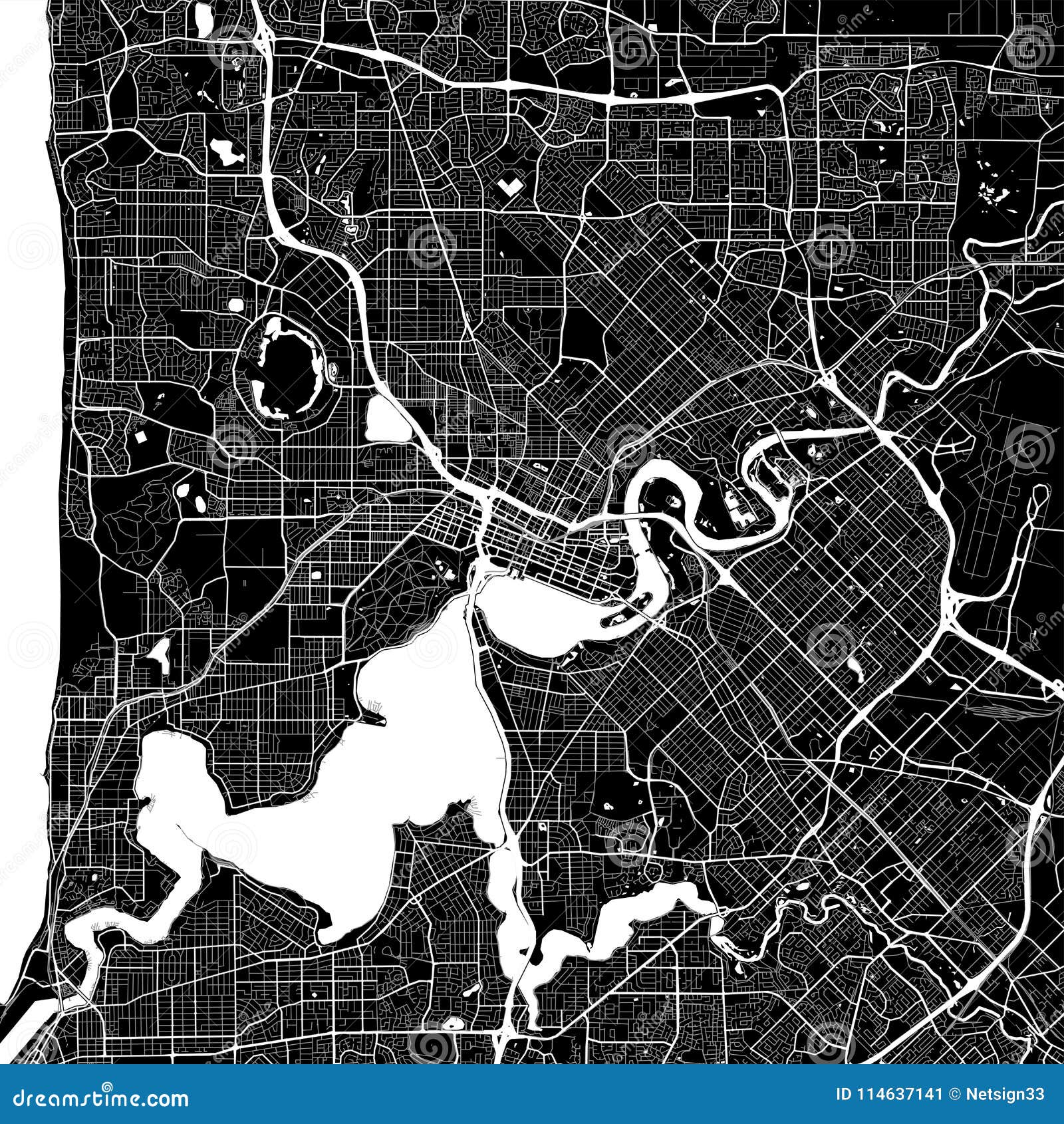 Area Map of Perth, Australia Stock Vector - Illustration of australia ...