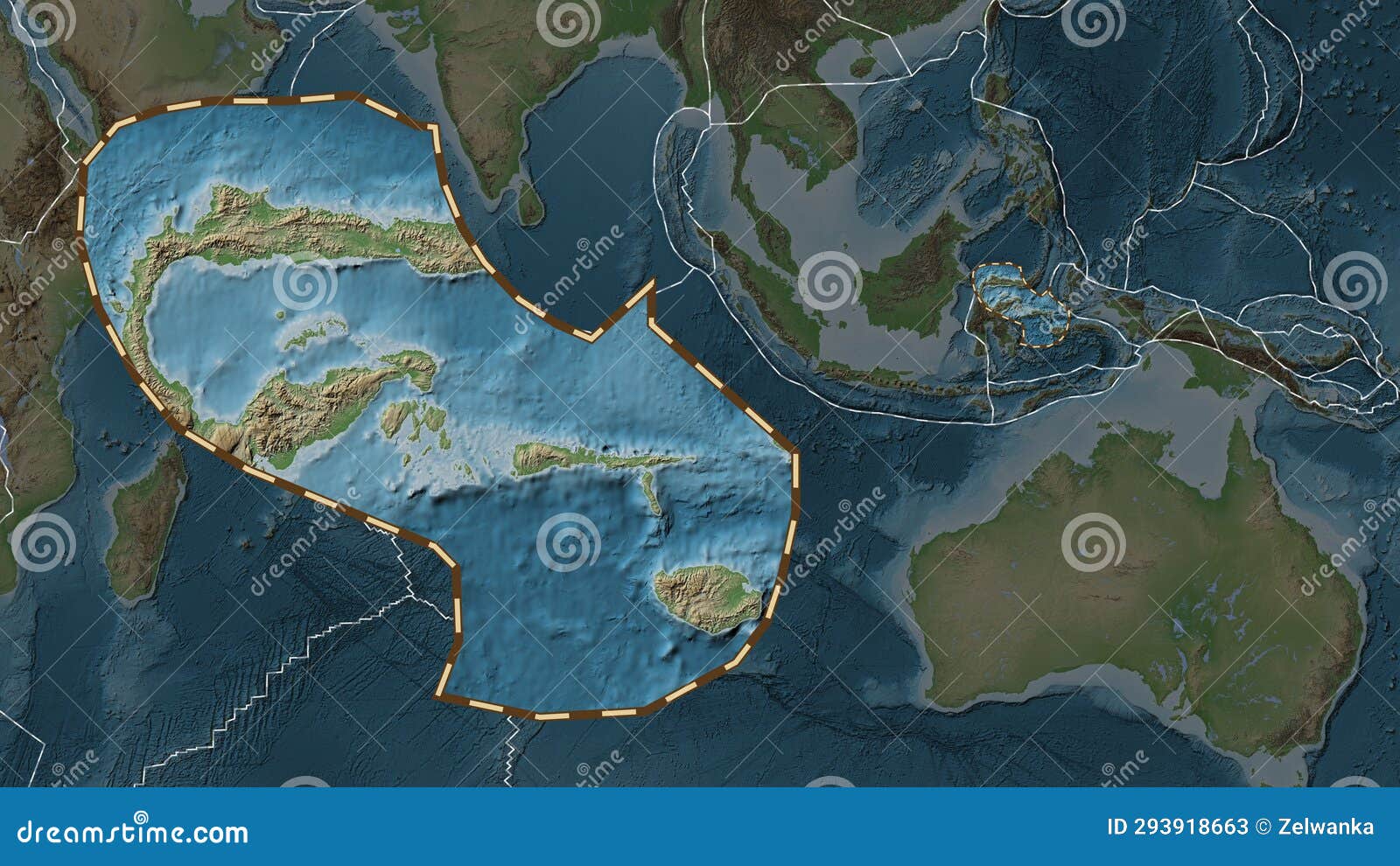 Molucca Sea Plate Extracted. Patterson Cylindrical. Topografic Stock ...