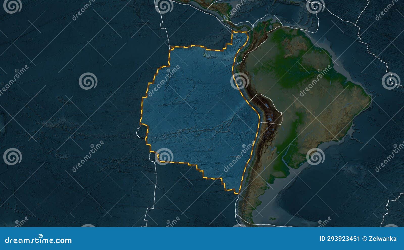Nazca Plate Highlighted. Patterson Cylindrical. Physical Stock ...