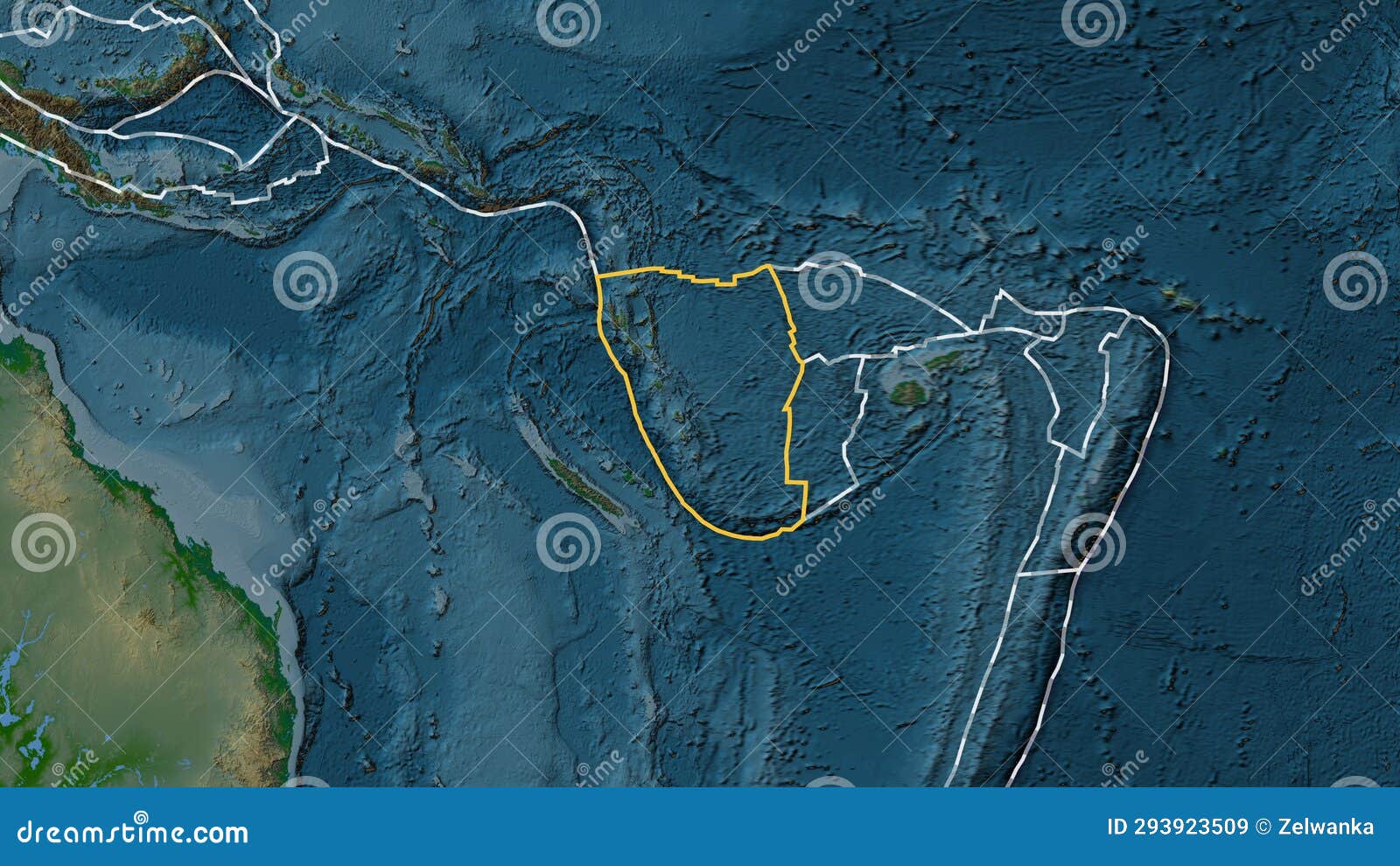 New Hebrides Plate Outlined. Patterson Cylindrical. Physical Stock ...