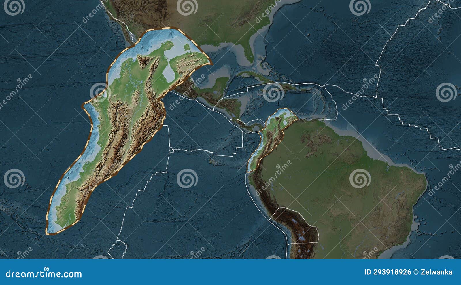 North Andes Plate Extracted. Patterson Cylindrical. Topografic Stock ...