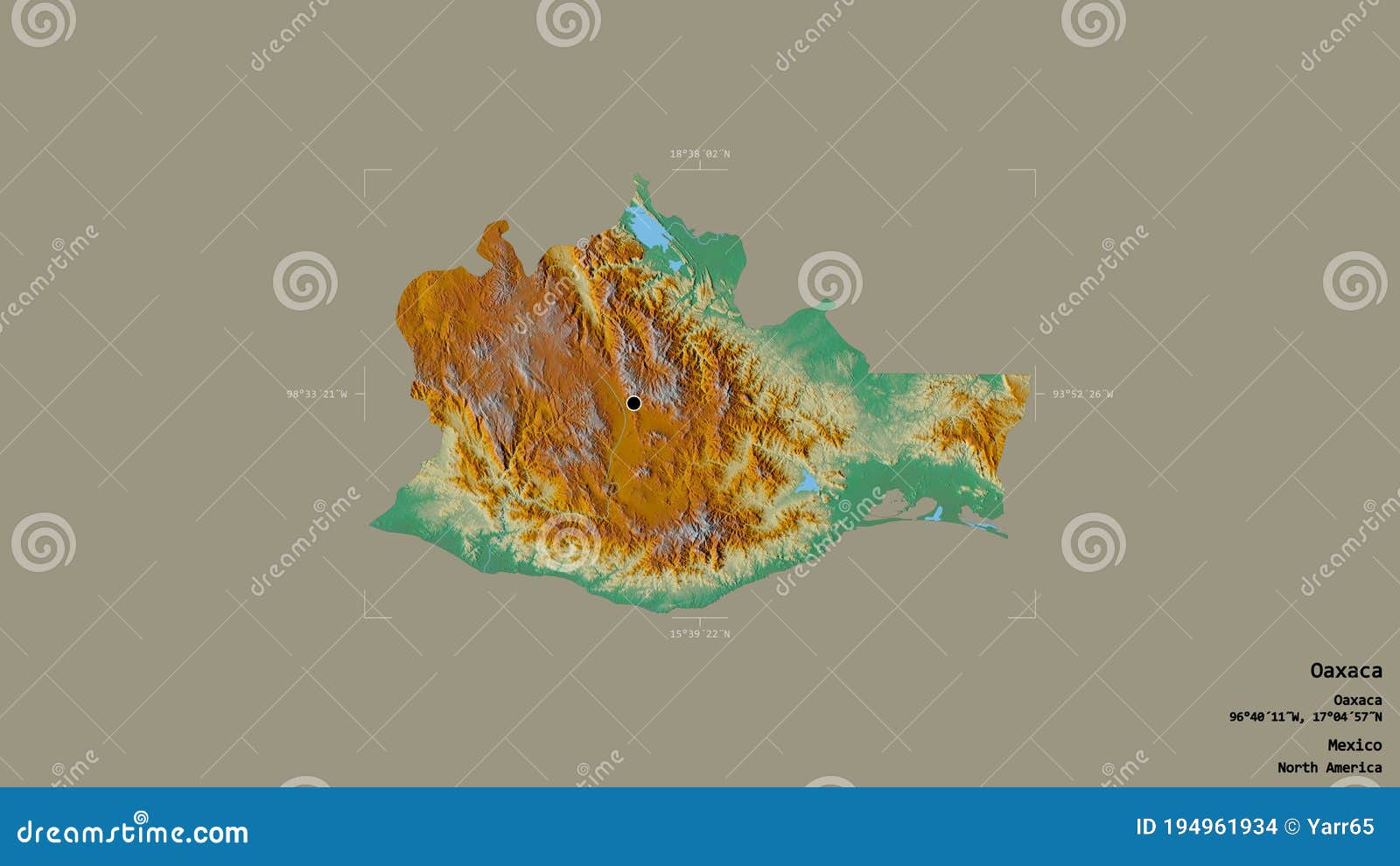 Oaxaca - Mexico. Bounding Box. Relief Stock Illustration - Illustration ...