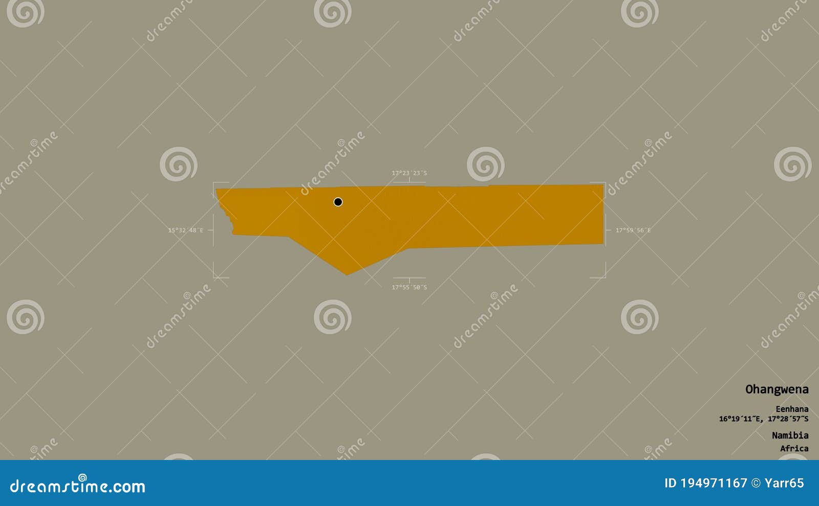 Ohangwena - Namibia. Bounding Box. Relief Stock Illustration ...