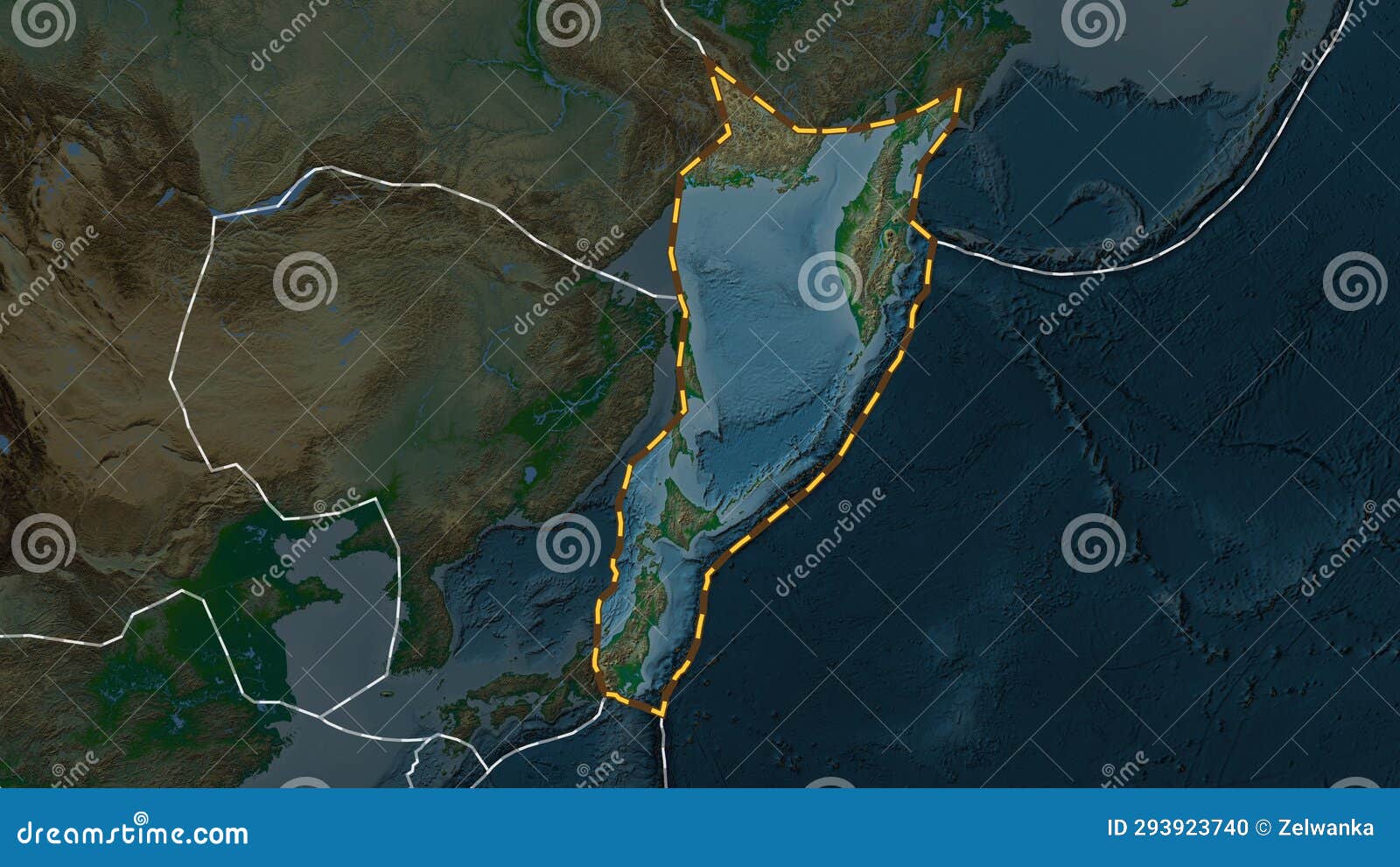 Okhotsk Plate Highlighted. Patterson Cylindrical. Physical Stock ...