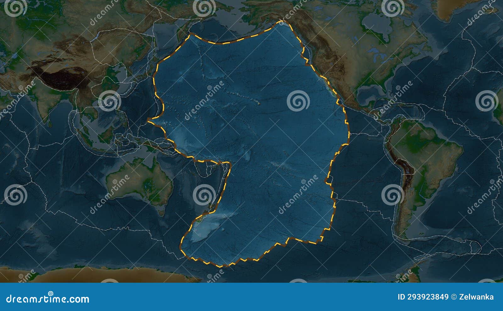 Pacific Plate Highlighted. Patterson Cylindrical. Physical Stock ...