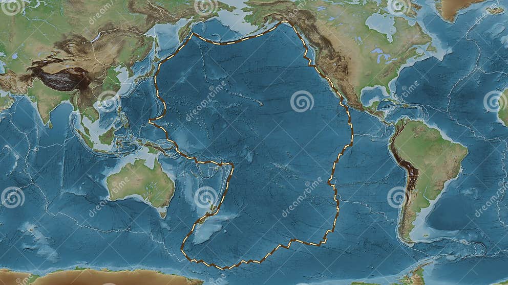 Pacific Plate Dashed. Patterson Cylindrical. Topografic Stock ...