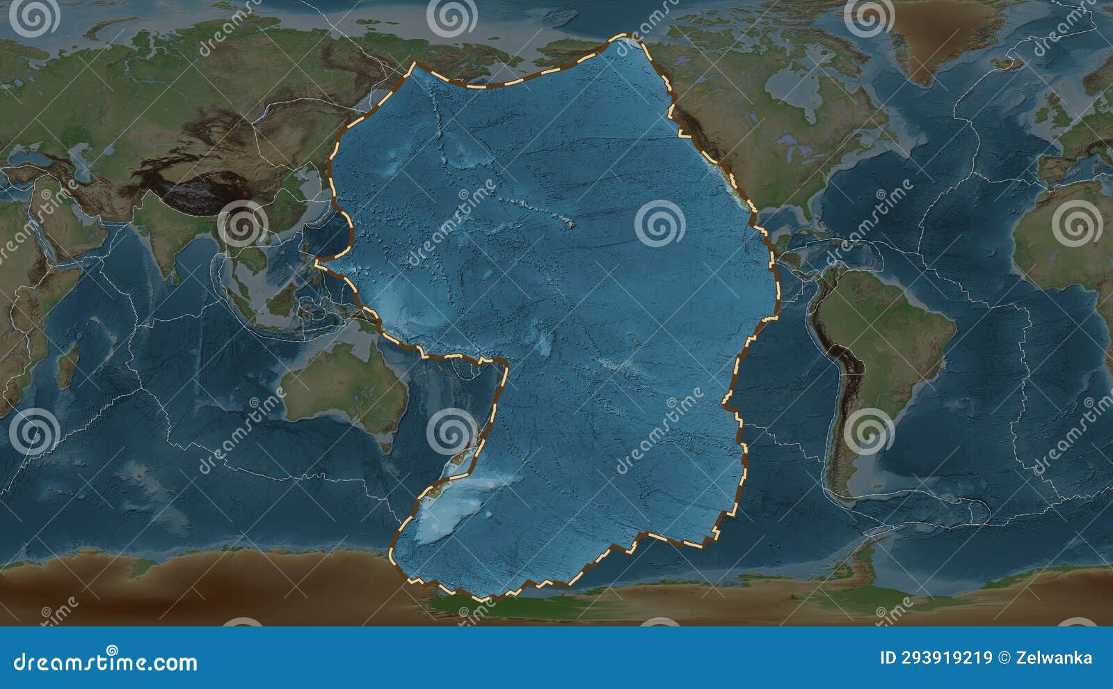 Pacific Plate Extracted. Patterson Cylindrical. Topografic Stock ...