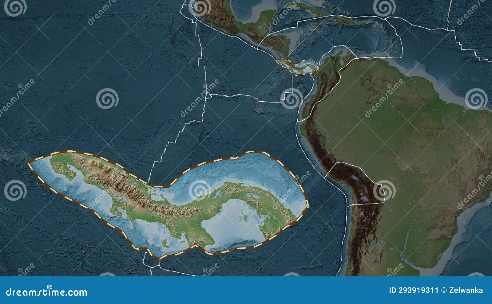 Panama Plate Extracted. Patterson Cylindrical. Topografic Stock ...