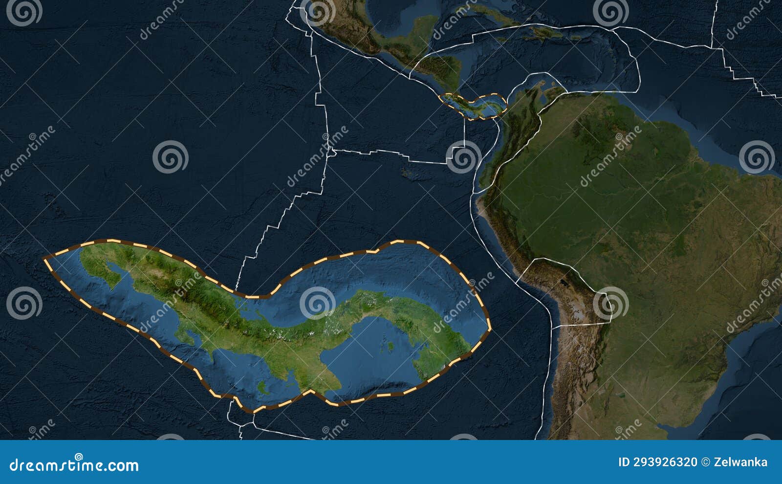 Panama Plate Extracted. Patterson Cylindrical. Satellite Stock ...
