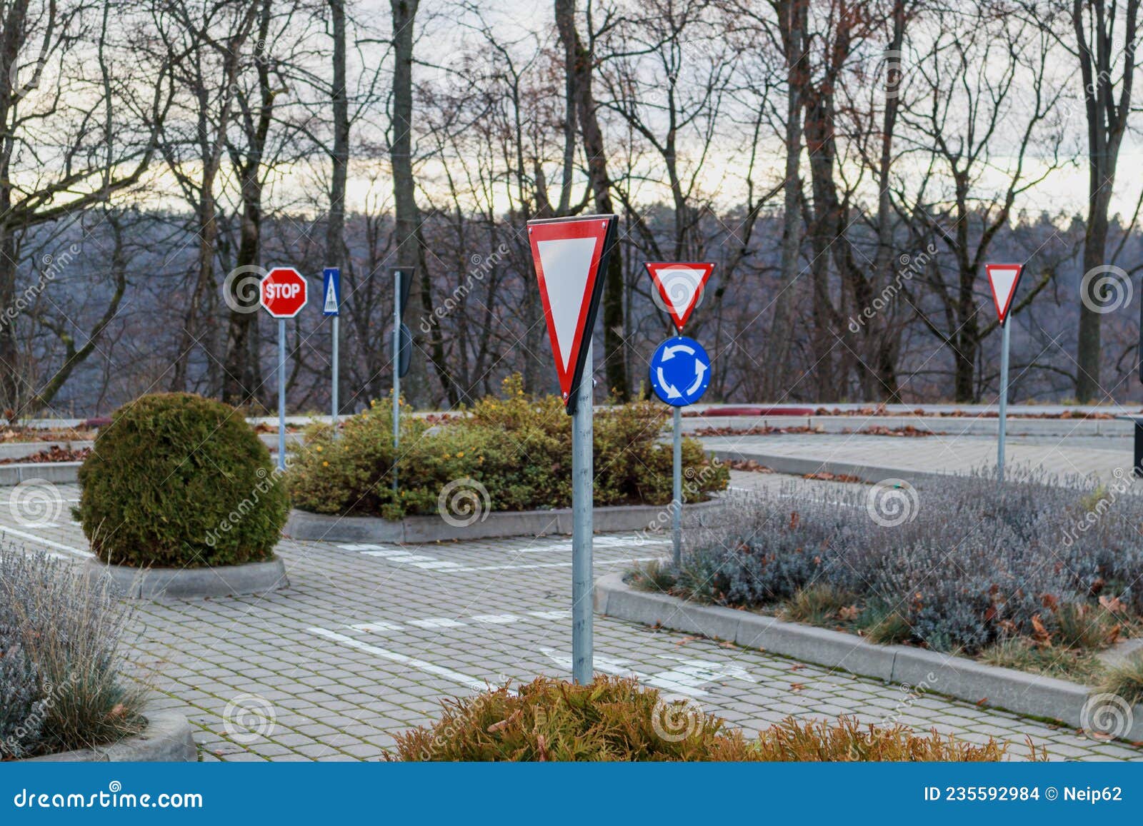 An Area with Road Signs for Learning the Rules of the Road. Soft Focus ...