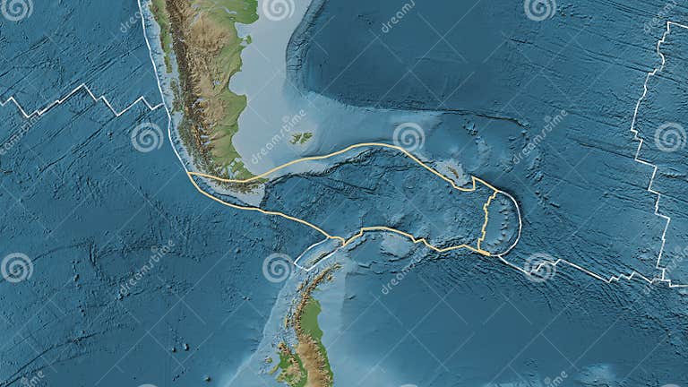 Scotia Plate Outlined. Patterson Cylindrical. Topografic Stock ...