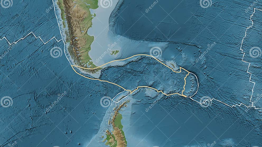 Scotia Plate Outlined. Patterson Cylindrical. Topografic Stock ...