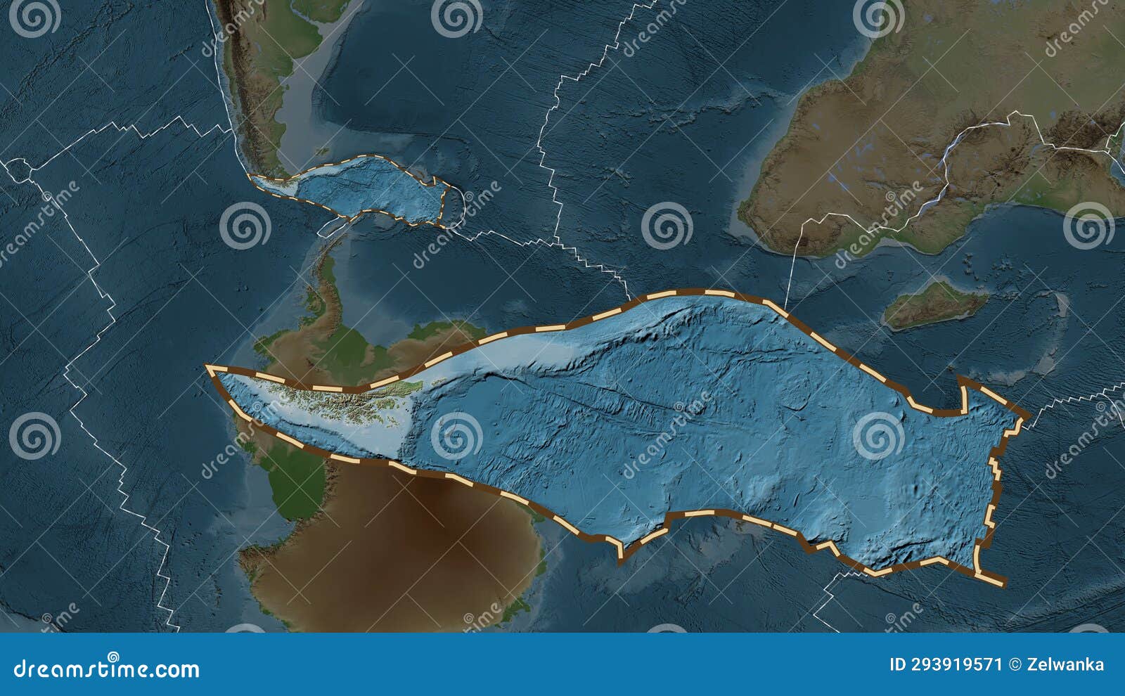 Scotia Plate Extracted. Patterson Cylindrical. Topografic Stock ...