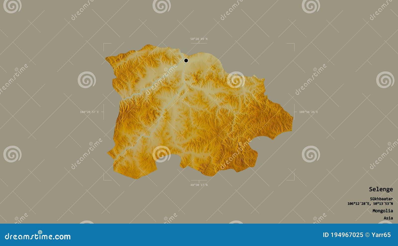 Selenge - Mongolia. Bounding Box. Relief Stock Illustration ...