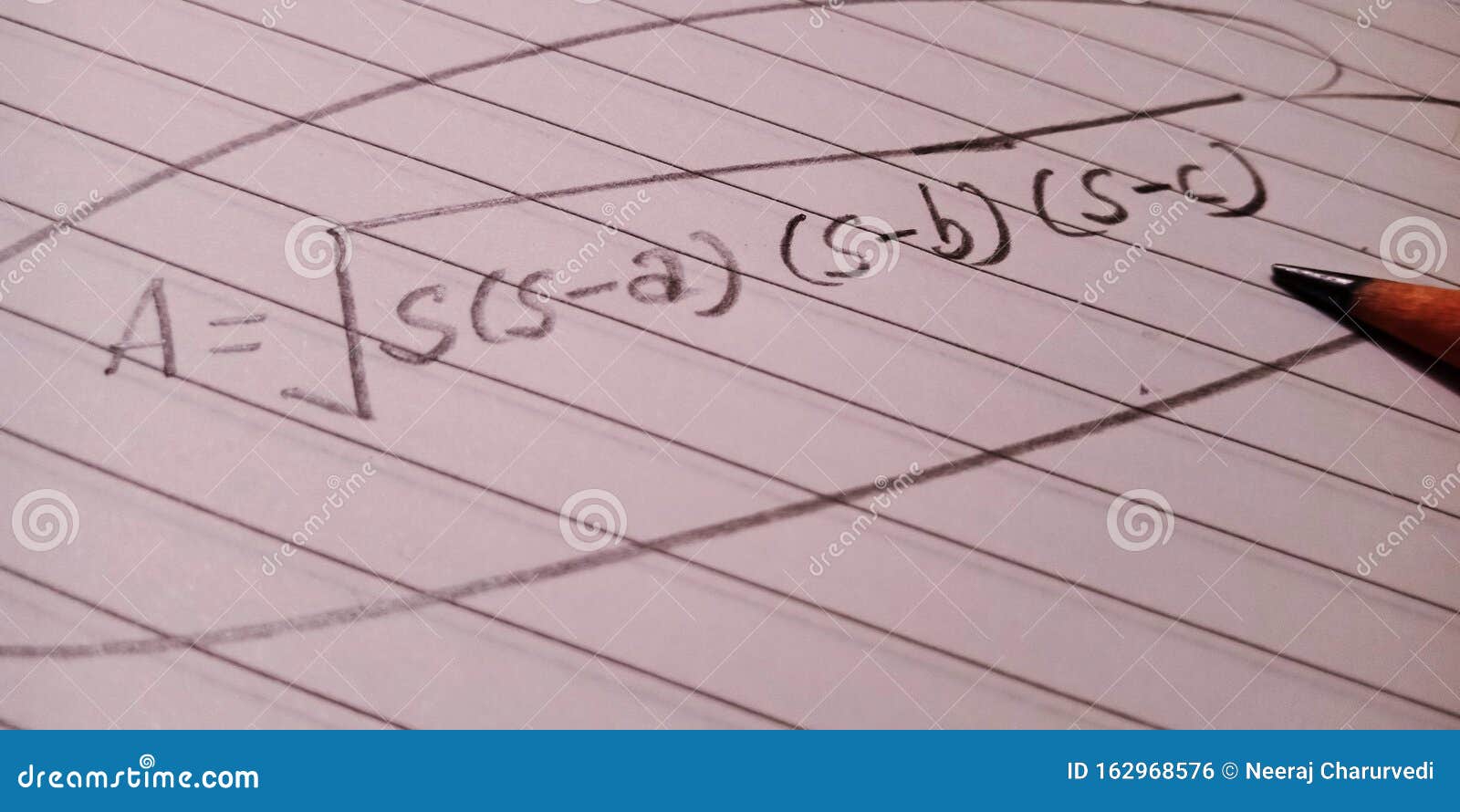 Area of Square Equation Written on Page with Pencil Pointer Stock Photo ...