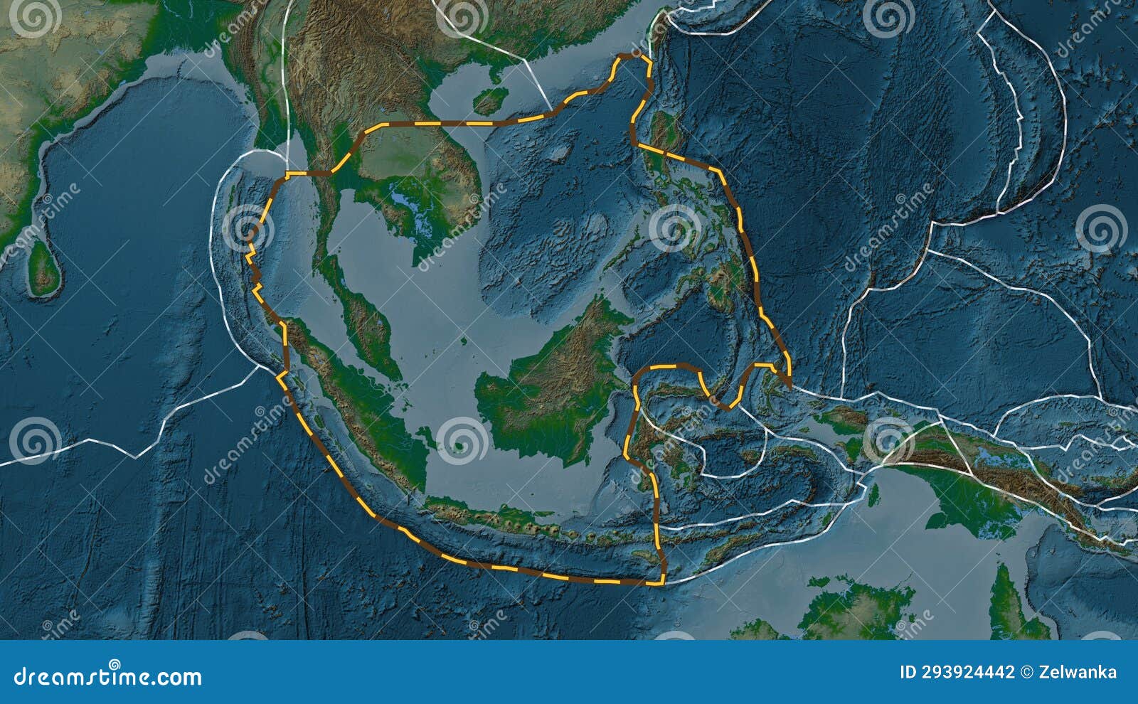 Sunda Plate Dashed. Patterson Cylindrical. Physical Stock Illustration ...