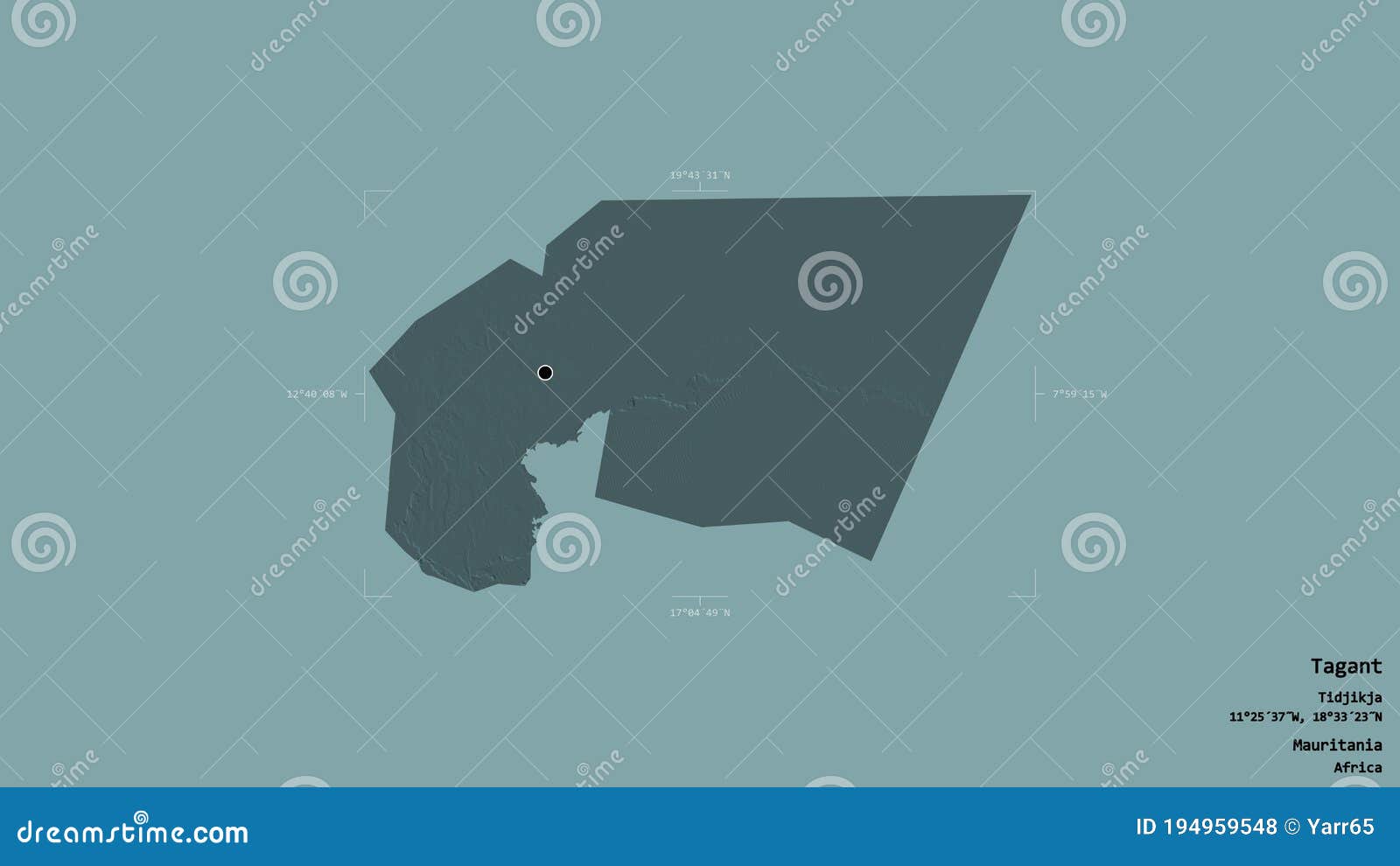 Tagant - Mauritania. Bounding Box. Administrative Stock Illustration ...