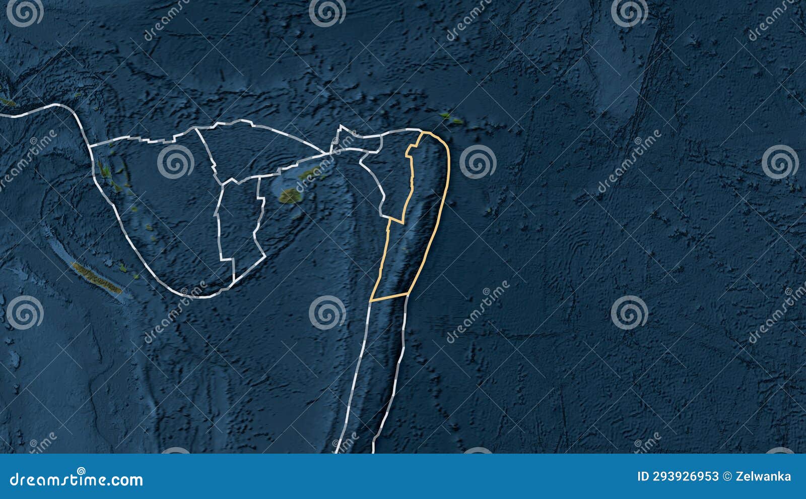 Tonga Plate Outlined. Patterson Cylindrical. Satellite Stock ...