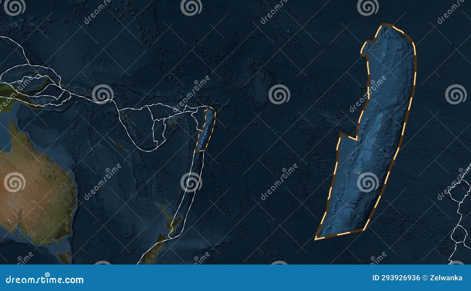 Tonga Plate Extracted. Patterson Cylindrical. Satellite Stock ...