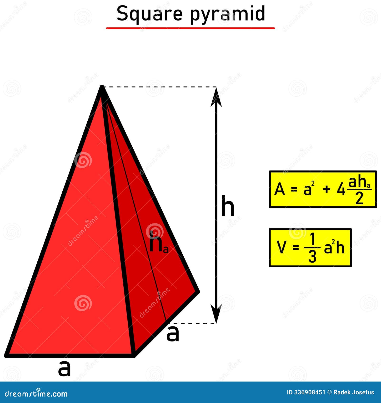 Area and Volume of a Square Pyramid with Formulas Stock Illustration ... Area and Volume of a Square Pyramid with Formulas Stock Illustration ...