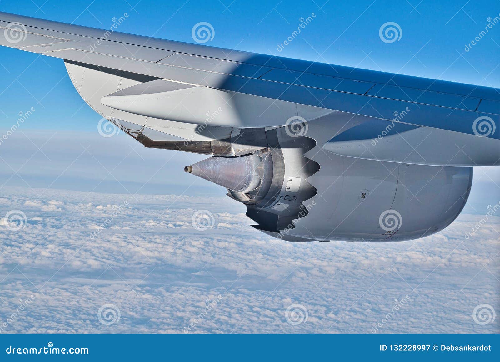 Wing of a Aircraft with Jet Engine Stock Image - Image of inside ...