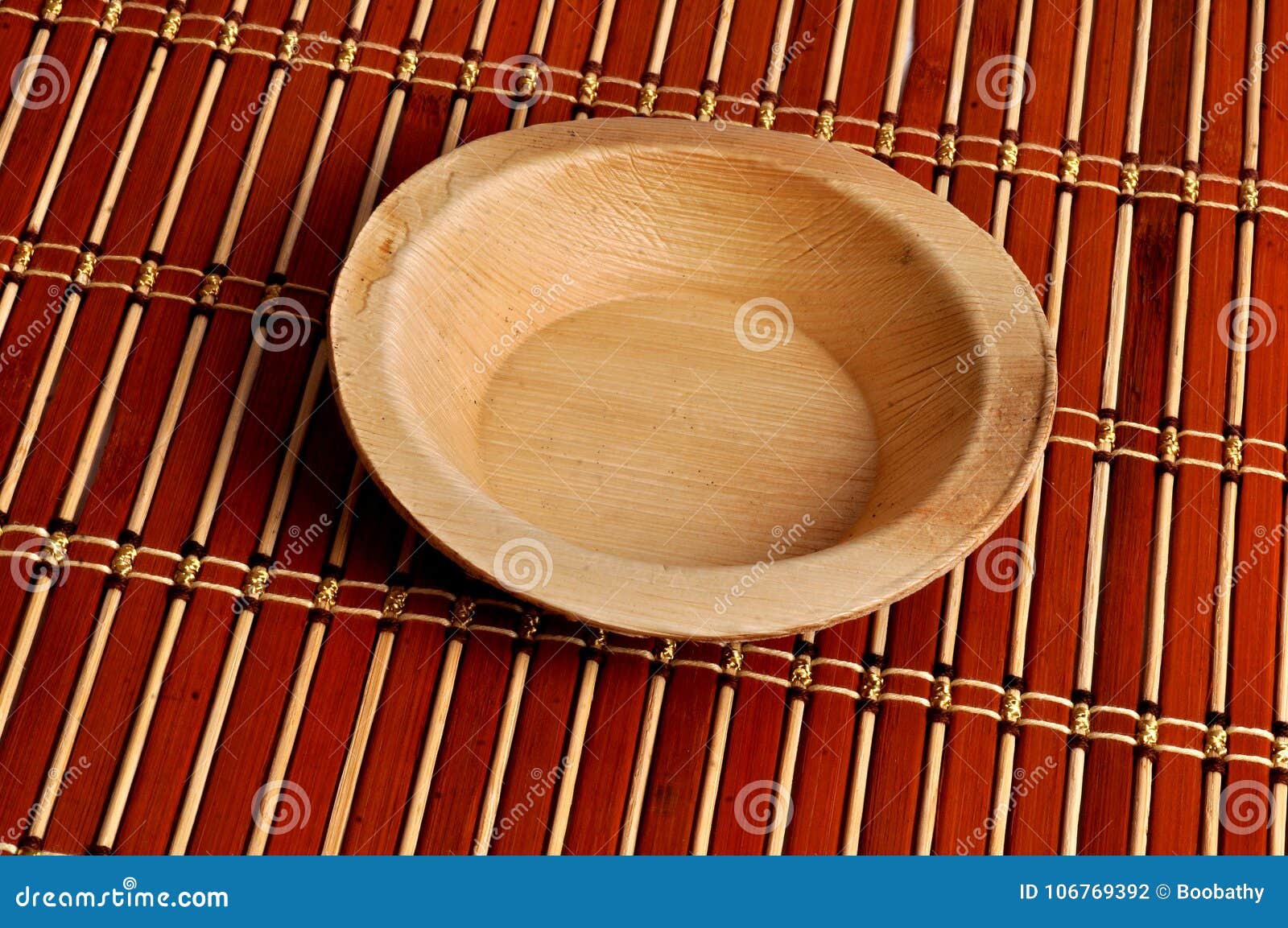 Round Areca Leaf Plate, Eco-friendly Disposable Cutlery. Top View On A ...