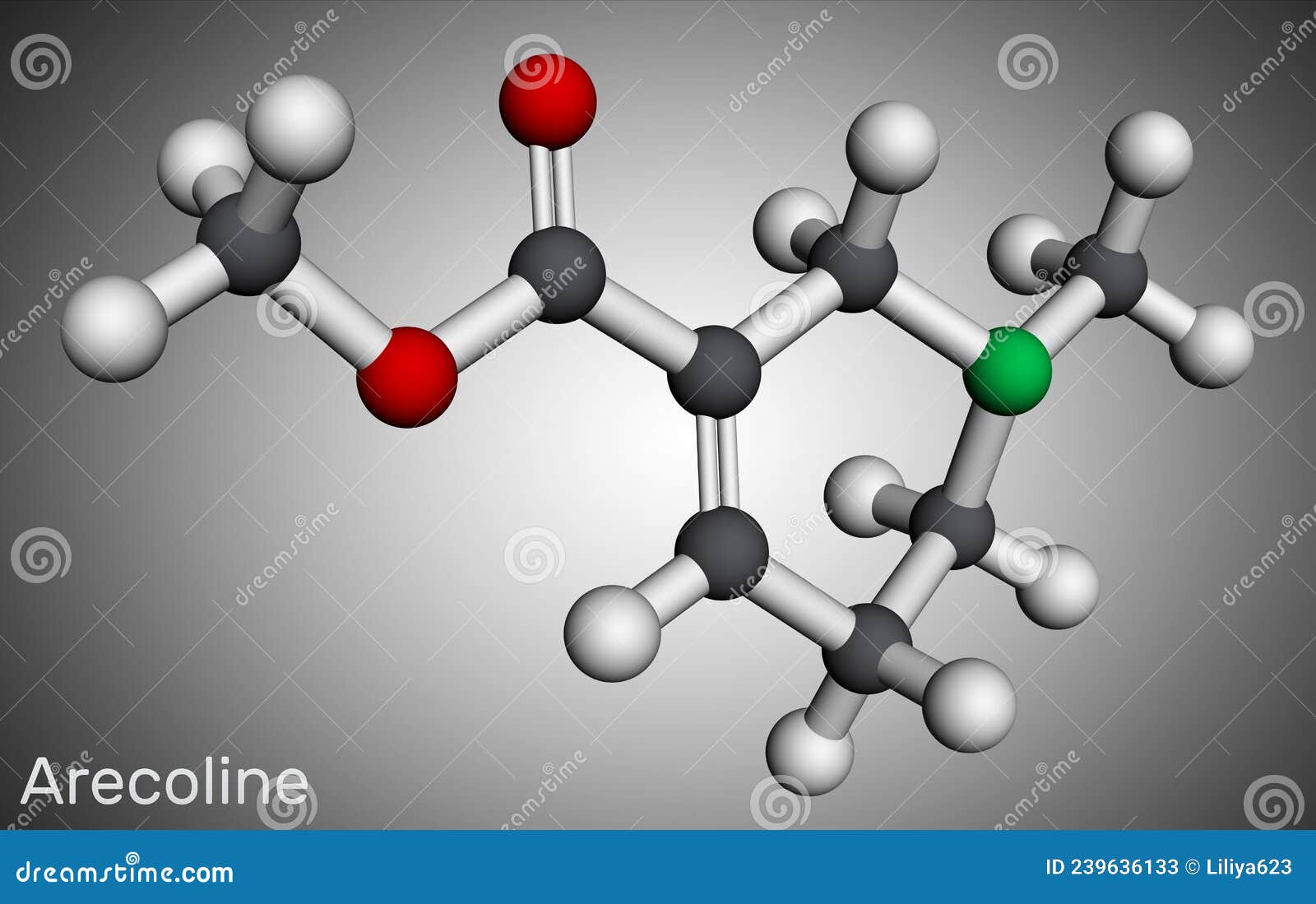 Arecoline Molecule. it is Lkaloid Obtained from the Betel Nut, Areca ...