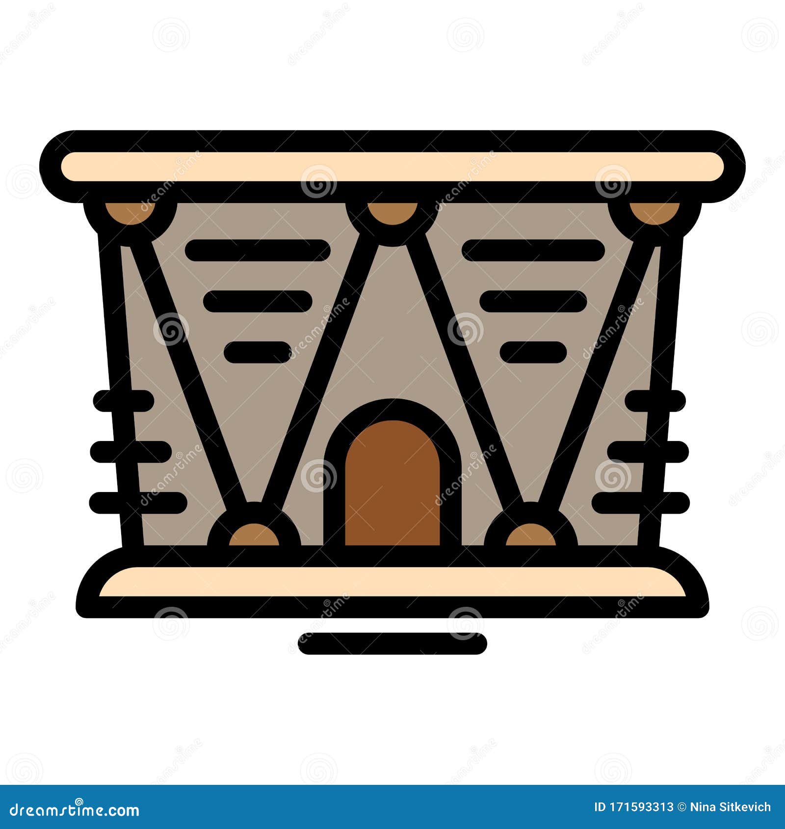 Arena Building Or Soccer, Football Stadiums Icons Vector Illustration ...